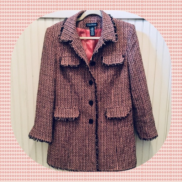 Evan Picone | Jackets & Coats | Evan Picone Pink And Black Tattered ...